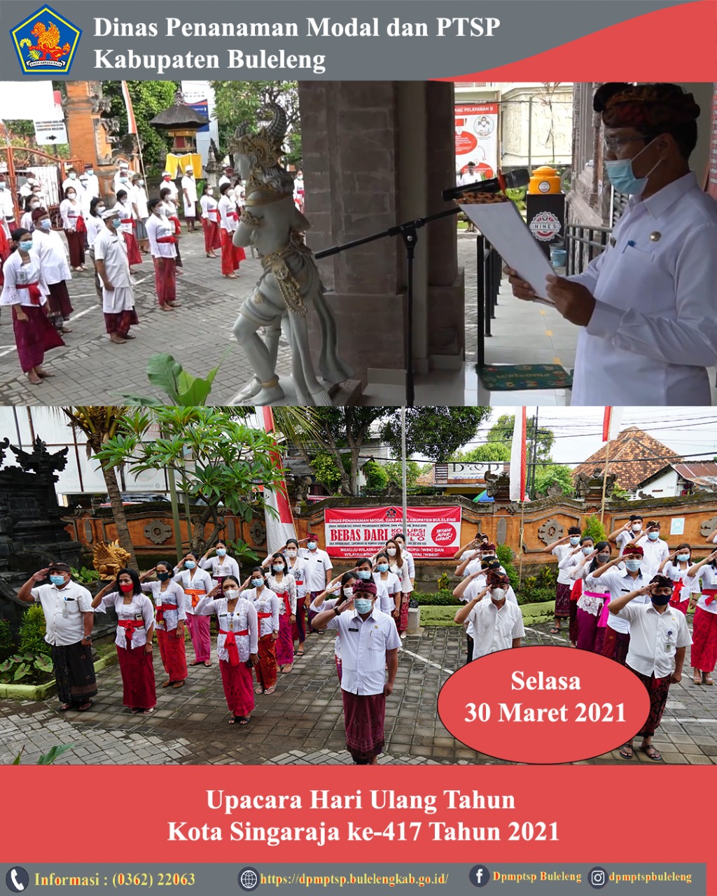 Upacara Hari Ulang Tahun Kota Singaraja ke-417 Tahun 2021 | Dinas Lingkungan Hidup